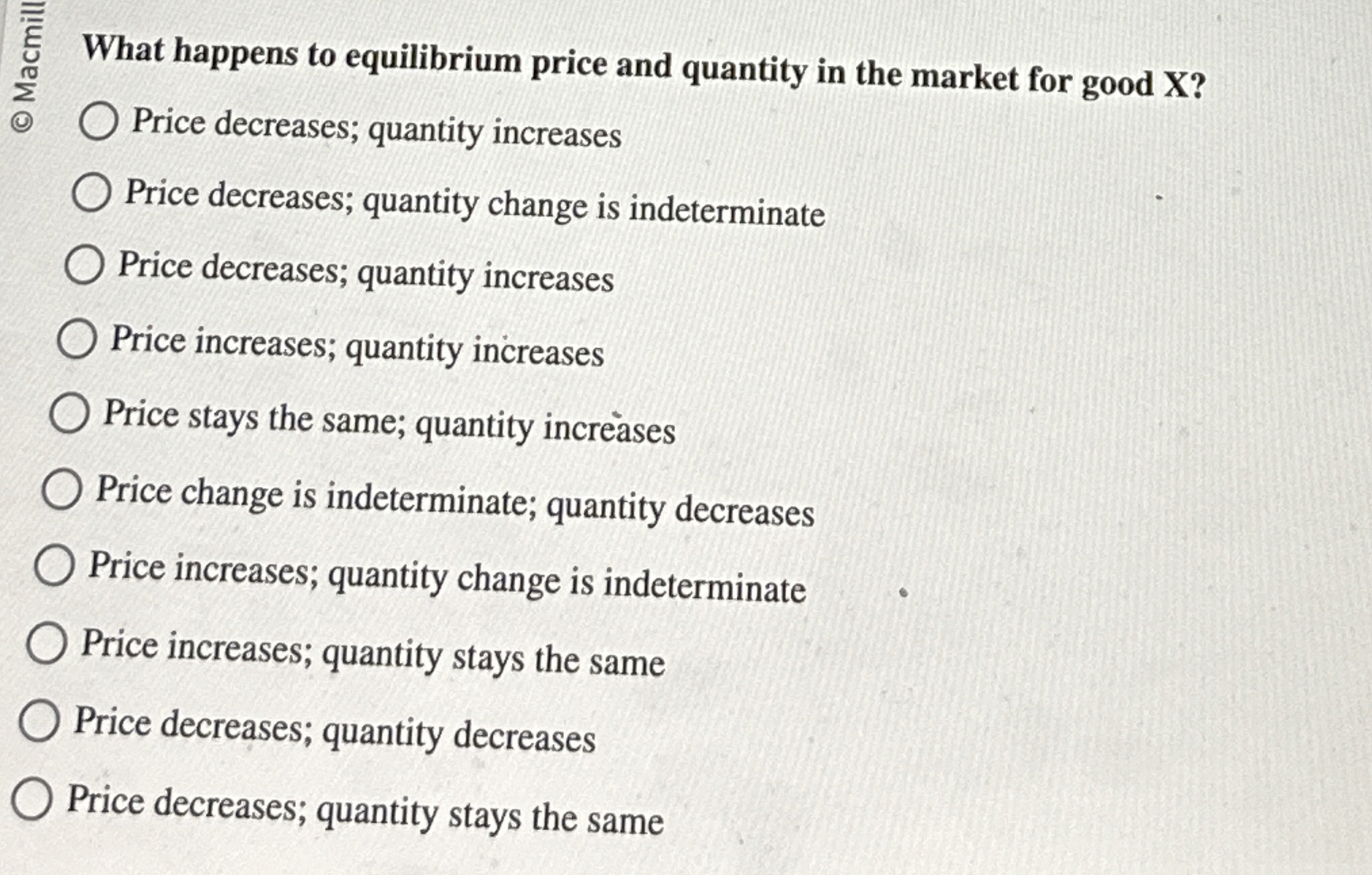 Solved What happens to equilibrium price and quantity in the | Chegg.com