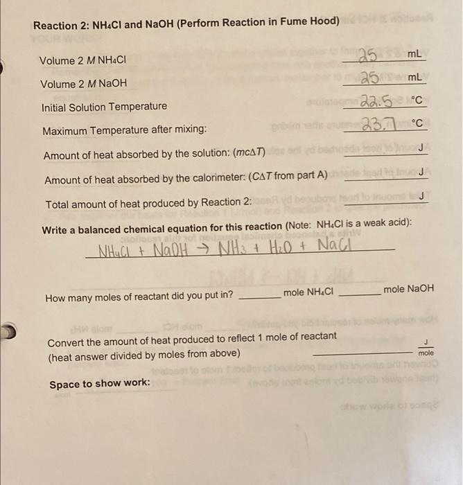 Part B: Heats of Reaction Hess's Law ml For | Chegg.com