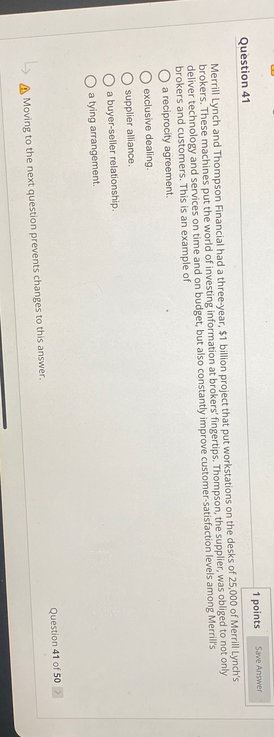 Solved Question 411 ﻿pointsMerrill Lynch and Thompson | Chegg.com