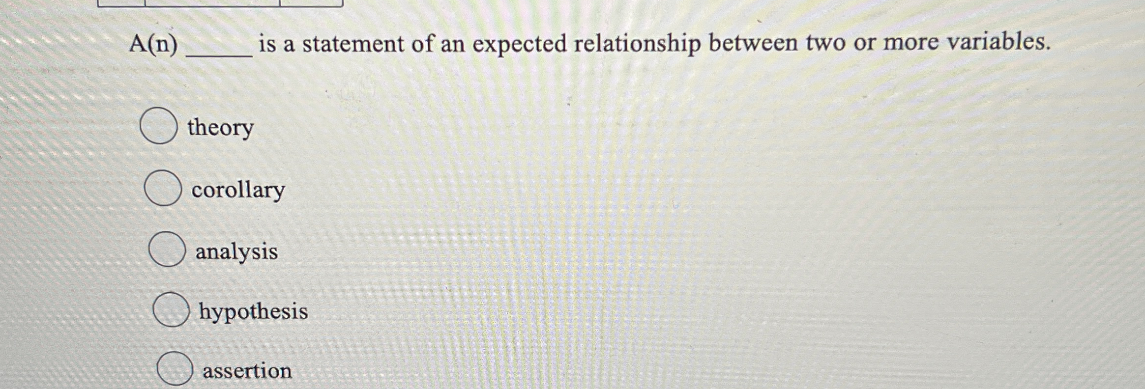 A(n) q, ﻿is a statement of an expected relationship | Chegg.com