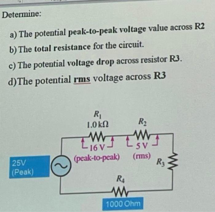 Solved Determine: a) The potential peak-to-peak voltage | Chegg.com
