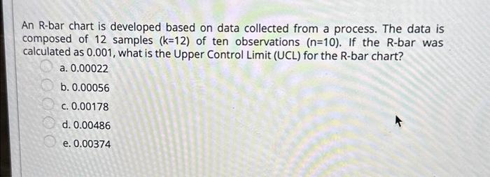 An R-bar chart is developed based on data collected | Chegg.com