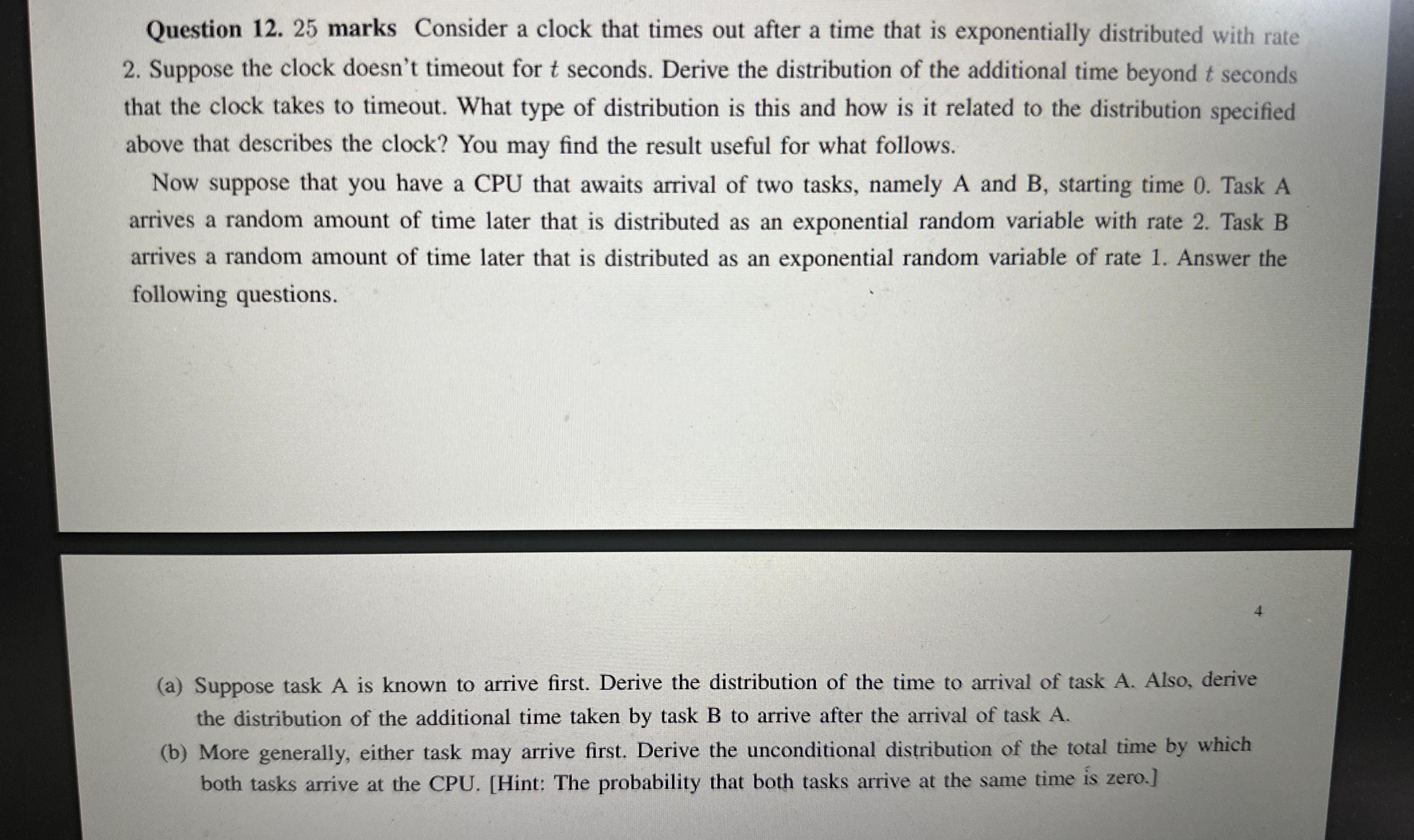 Solved Question 12. 25 ﻿marks Consider a clock that times | Chegg.com