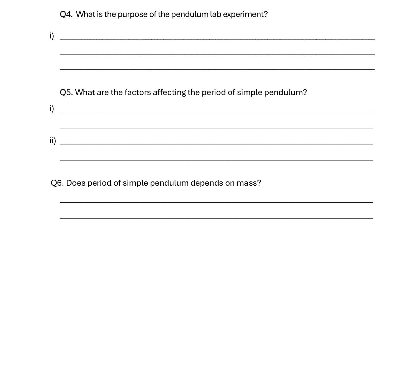 Solved Q4. ﻿What is the purpose of the pendulum lab | Chegg.com