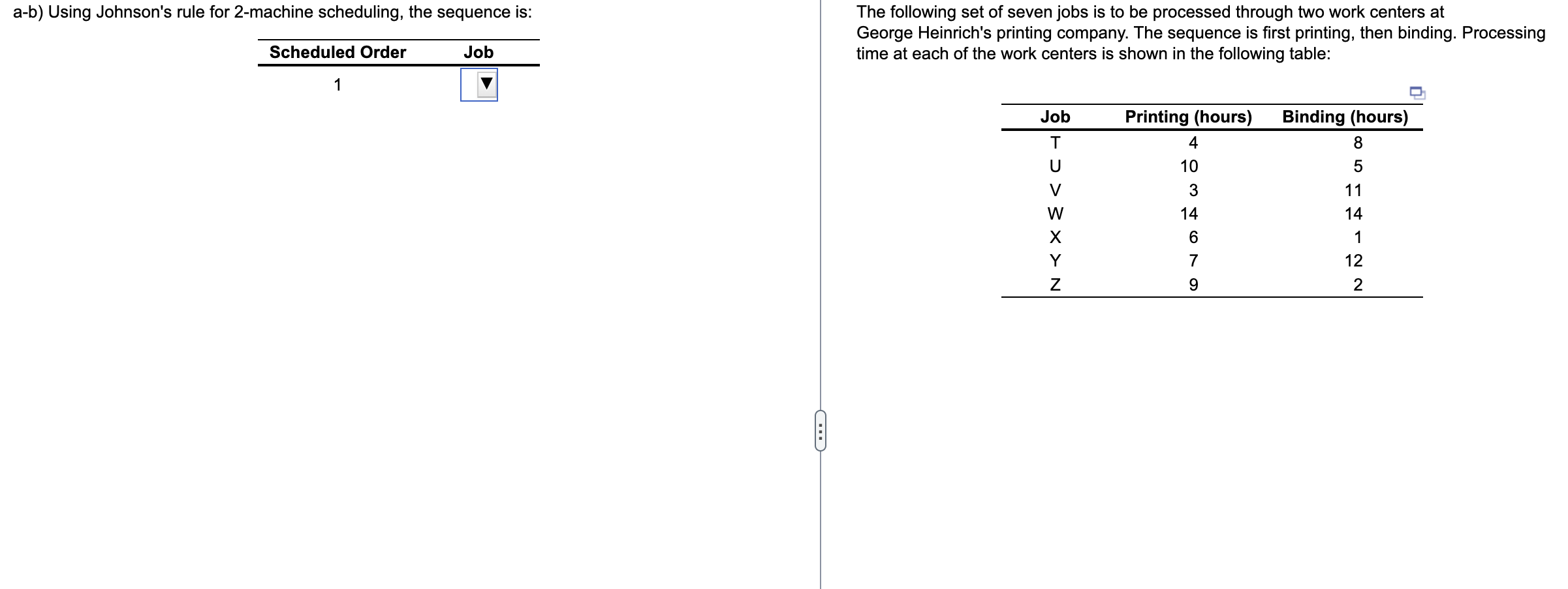Solved a-b) ﻿Using Johnson's rule for 2-machine scheduling, | Chegg.com