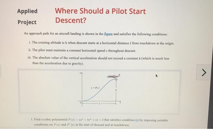 Solved Applied Where Should a Pilot Start Descent? Project | Chegg.com