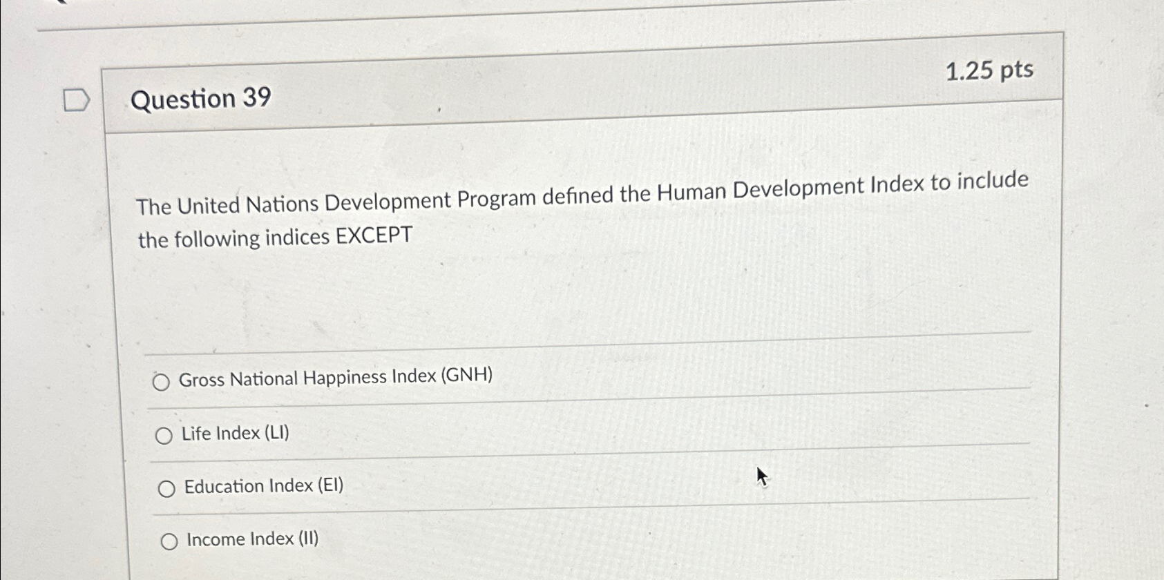 Solved Question 391.25ptsThe United Nations Development | Chegg.com