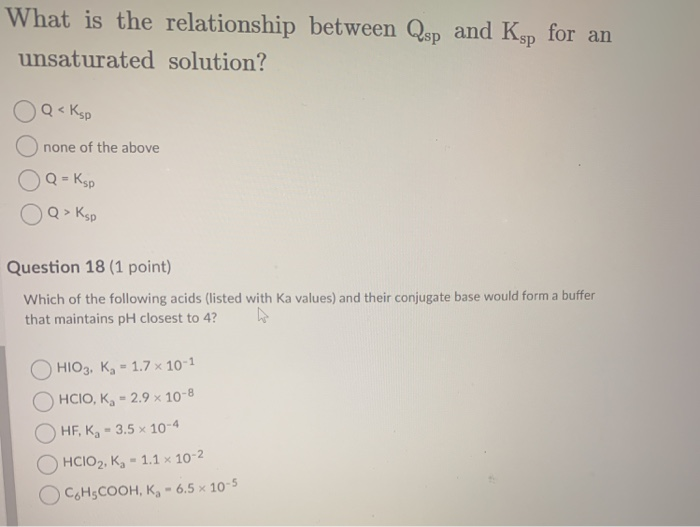 Solved What is the relationship between Qsp and Ksp for an | Chegg.com