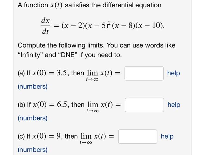 Solved A function x(t) satisfies the differential equation | Chegg.com