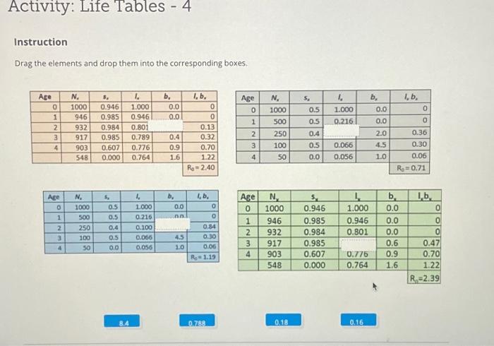 Solved Activity: Life Tables - 4 Instruction Drag the | Chegg.com