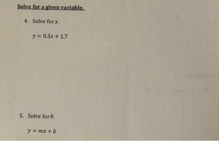Solved Solve for a given variable. 4. Solve for x. | Chegg.com
