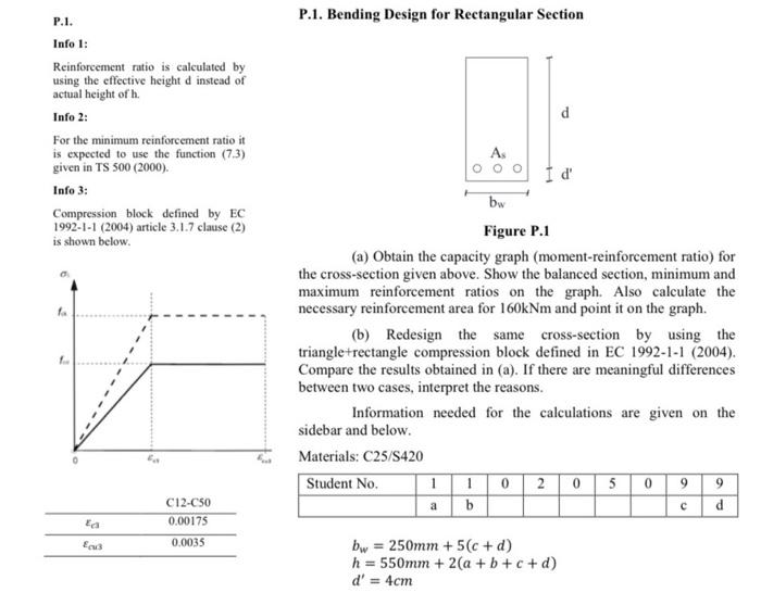 P.1. P.1. Bending Design for Rectangular Section Info | Chegg.com