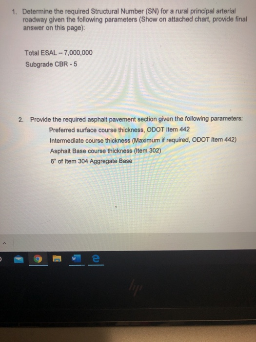 Solved 1. Determine the required Structural Number (SN) for | Chegg.com