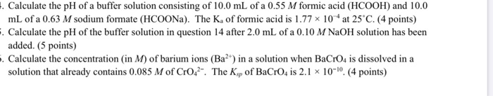 Solved 1. Calculate the pH of a buffer solution consisting | Chegg.com