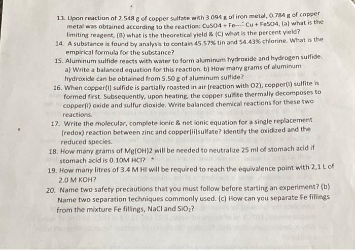 Solved 11. A student had a sample of CaCl2.nH20. She heated | Chegg.com