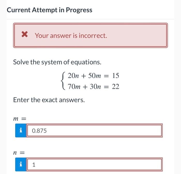 Solved Current Attempt in Progress Solve the system of | Chegg.com