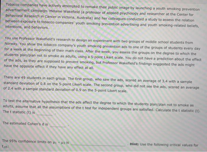 Solved Tobacco companies have actively attempted to remake | Chegg.com