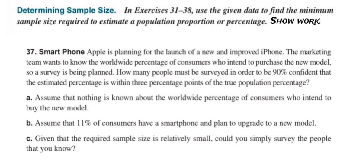 Solved Determining Sample Size. In Exercises 31-38, ﻿use the | Chegg.com
