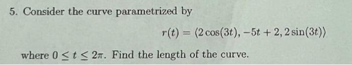 Solved 5. Consider the curve parametrized by | Chegg.com
