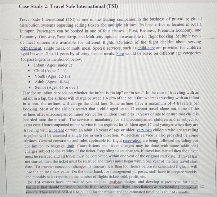 Solved Case Study 2: Travel Safe International (TSI) Travel | Chegg.com