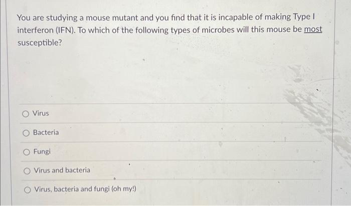 Solved You are studying a mouse mutant and you find that it | Chegg.com
