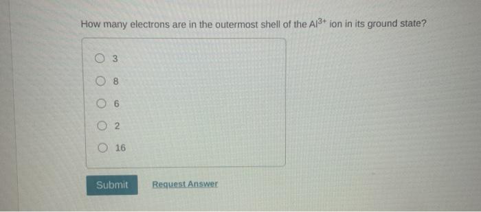 Solved How many electrons are in the outermost shell of the | Chegg.com