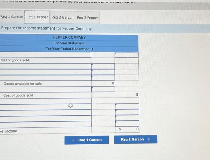 Solved Prepare the income statement for Pepper | Chegg.com
