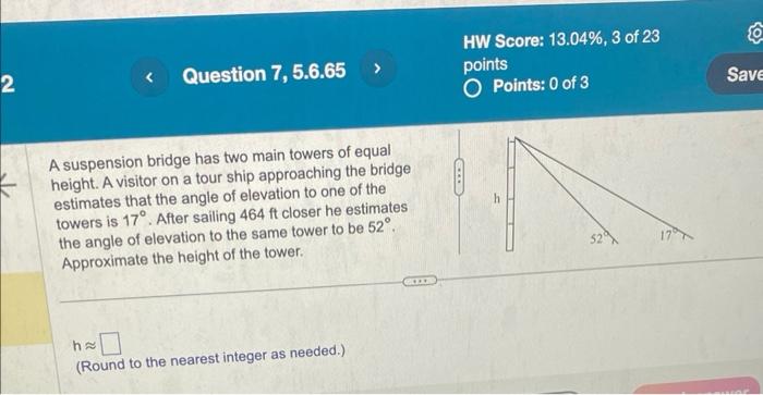 Solved A suspension bridge has two main towers of equal | Chegg.com