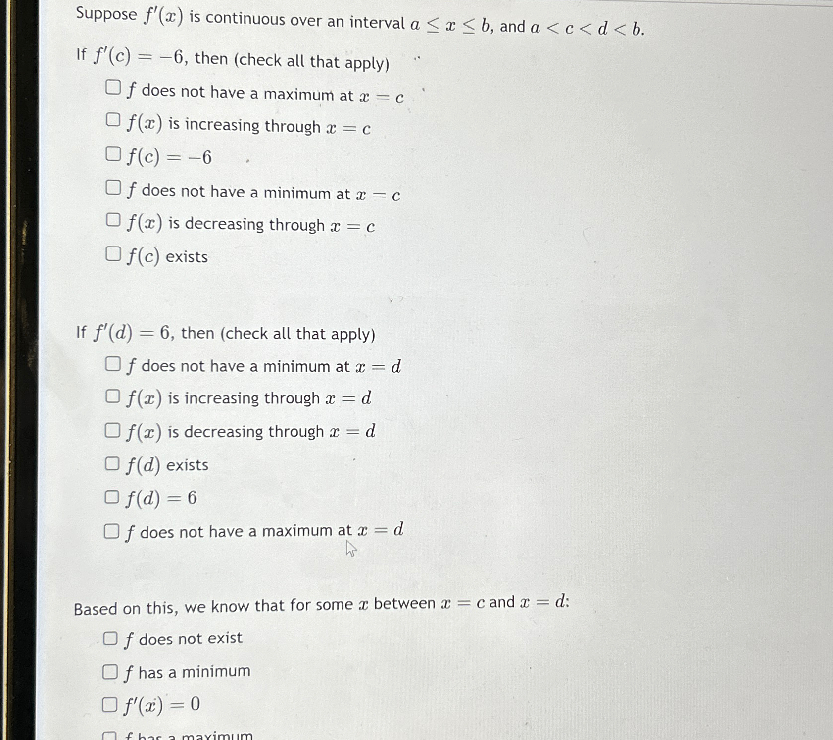 Solved Suppose f'(x) ﻿is continuous over an interval a≤x≤b, | Chegg.com