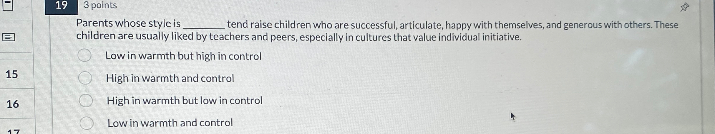 Solved 193 ﻿pointsParents whose style is tend raise children | Chegg.com