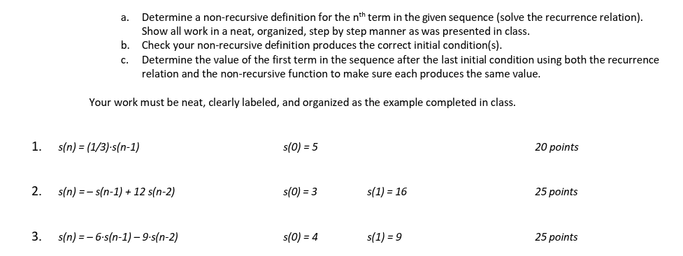 Solved a. ﻿Determine a non-recursive definition for the nth | Chegg.com