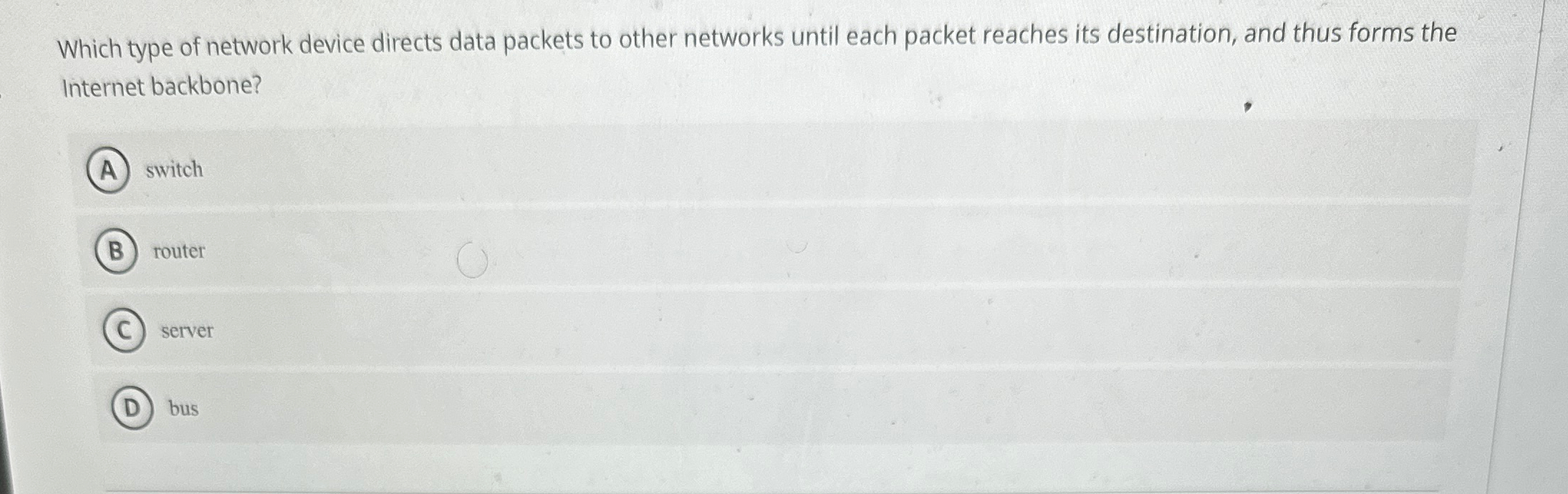 Solved Which type of network device directs data packets to | Chegg.com