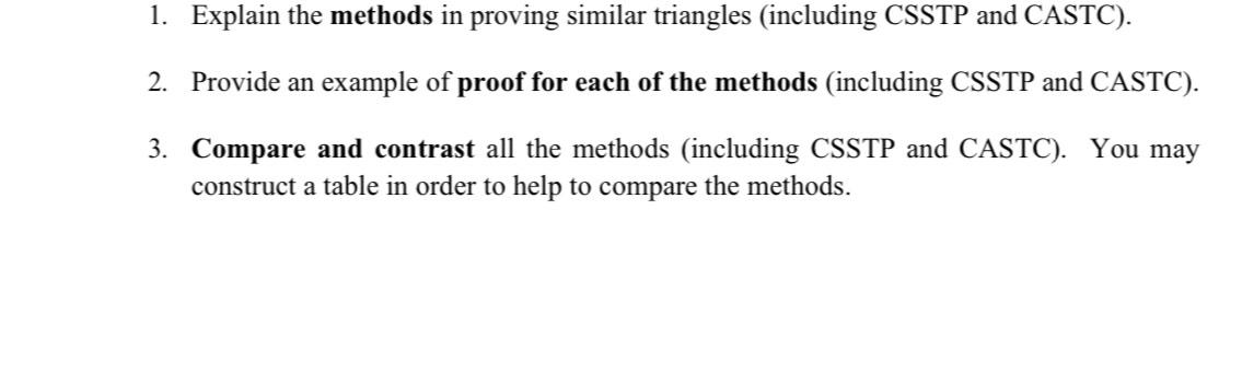 Solved Explain the methods in proving similar triangles | Chegg.com