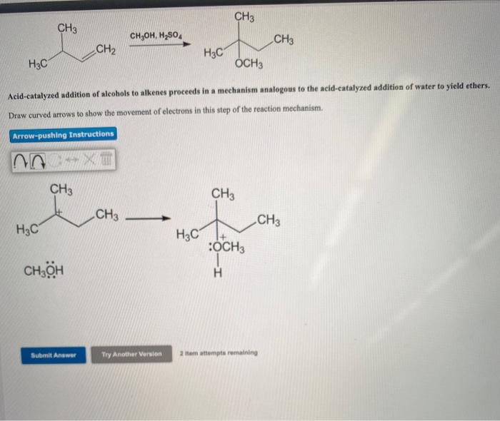 Solved CH3 CH3 CH3OH, H2SO4 CH3 CH2 H3C H3C OCH3 | Chegg.com