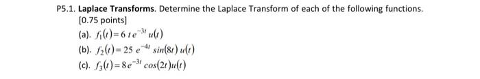 Solved 5.1. Laplace Transforms. Determine the Laplace | Chegg.com