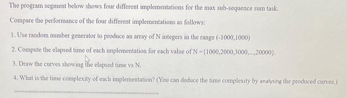 Solved The Program Segment Below Shows Four Different