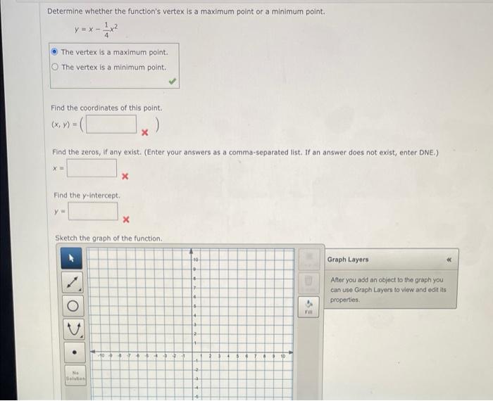 Solved Determine whether the function's vertex Is a maximum | Chegg.com