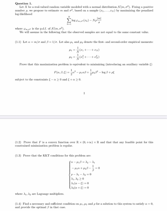 Question 1. Let X be a real-valued random variable | Chegg.com