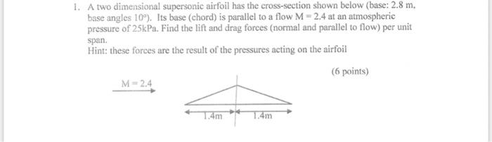 Solved 1. A two dimensional supersonic airfoil has the | Chegg.com