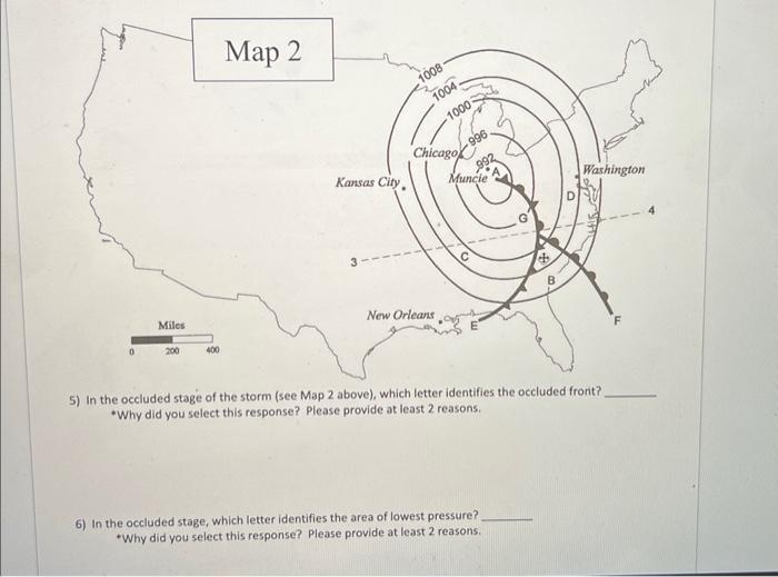 Solved 5) In the occluded stage of the storm (see Map 2 | Chegg.com