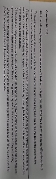 Solved Question 14 ﻿of 15.All of the following taxpayers are | Chegg.com