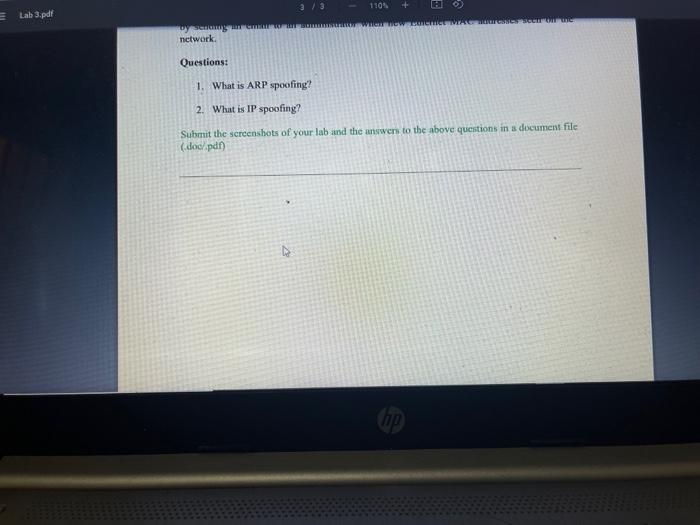 Solved Lab 3 Aim Detect Arp Spoofing Using Open Source Tool