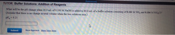 Solved TReferences) TUTOR Buffer Solutions: Addition of | Chegg.com