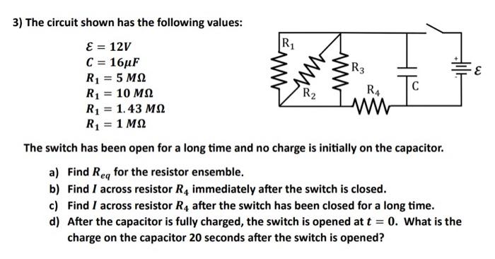 Solved 3) The circuit shown has the following values: E=12 | Chegg.com