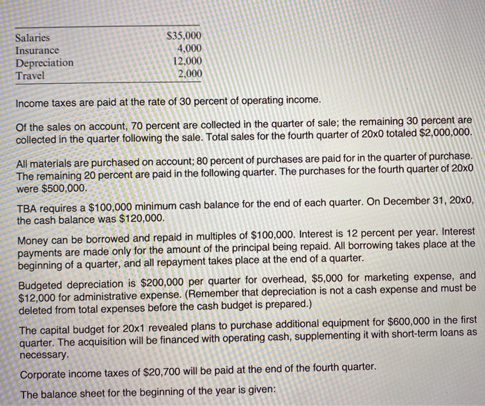 Solved 3 4 TBA, Inc., manufactures and sells concrete block | Chegg.com