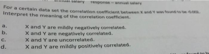 Solved For a certain data set the correlation coefficient | Chegg.com