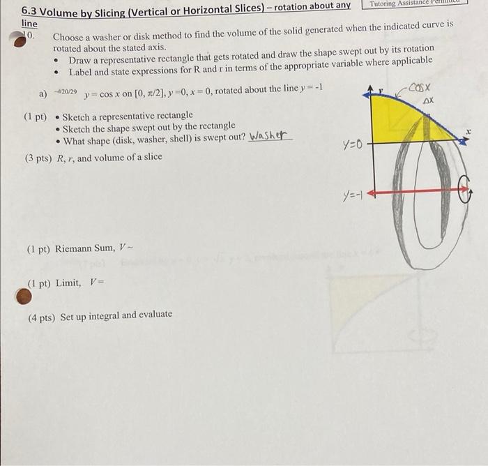 Solved Choose a washer or disk method to find the volume of | Chegg.com