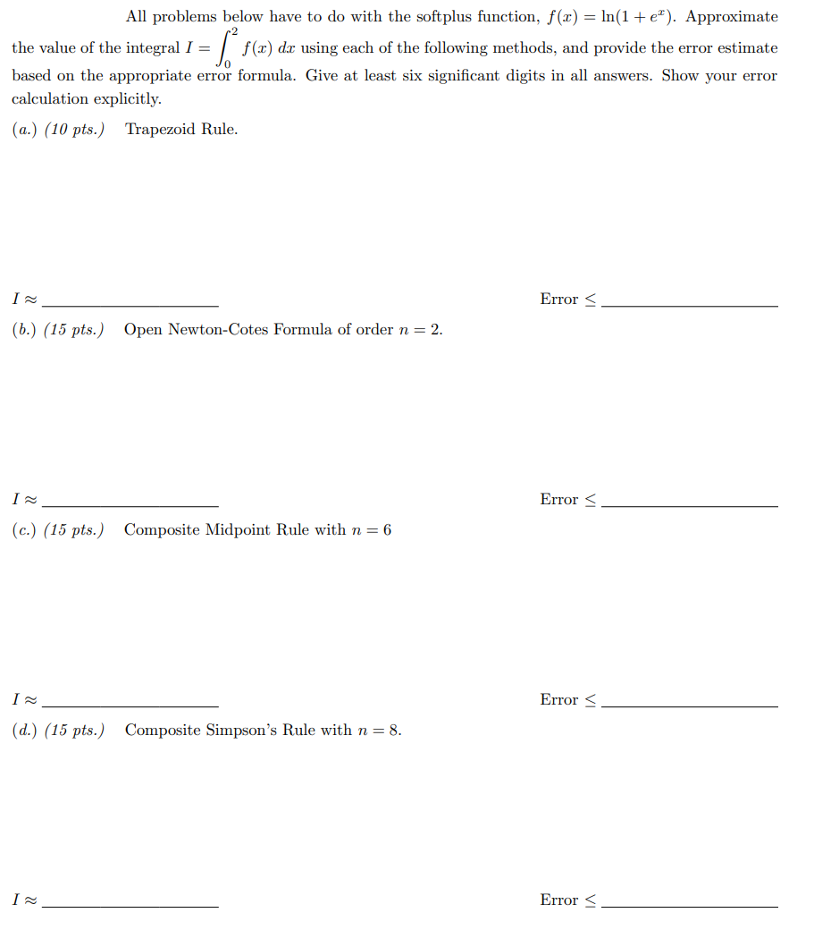 Solved All problems below have to do with the softplus | Chegg.com