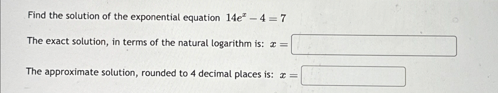 Solved Find the solution of the exponential equation | Chegg.com