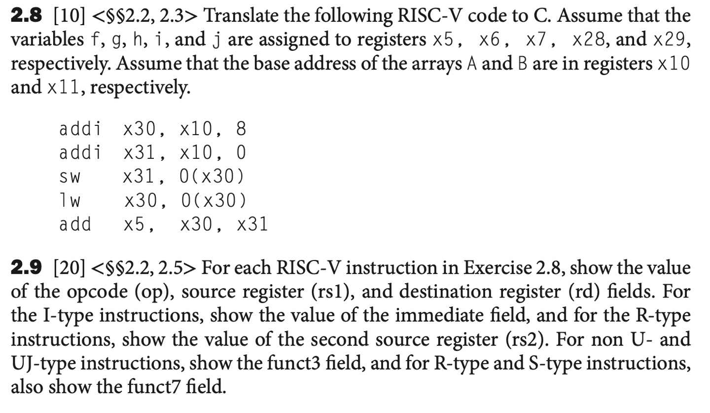 Solved 2.9[20] ﻿For each RISC-V instruction in | Chegg.com